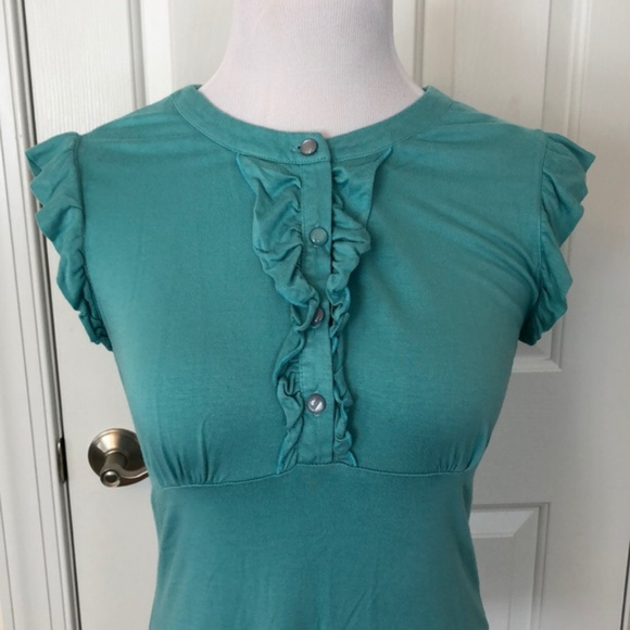 h.i.p. | Tops | Teal Fluttersleeve Blouse W Ruffles | Poshmark